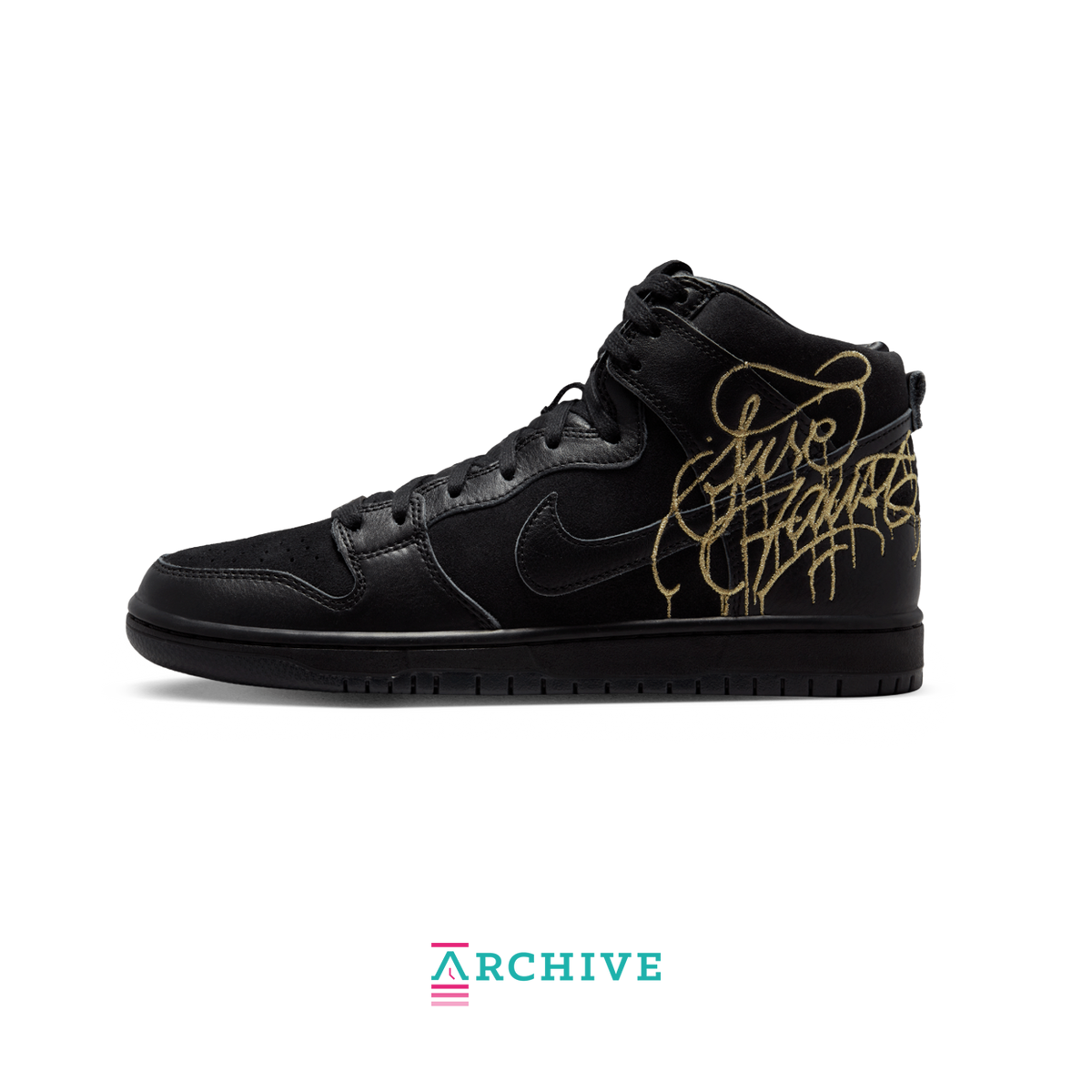 FAUST x Nike SB Dunk High 'Black and Metallic Gold' - Size 43 (ARCHIVE ...
